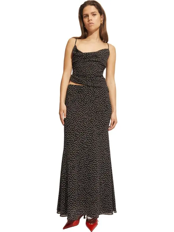 Bardot Monroe Cowl Neck Spot Cami - Black Spot