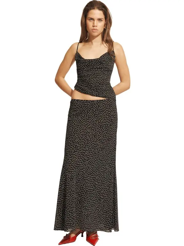 Bardot Monroe Maxi Skirt Polka Dots - Black Spot