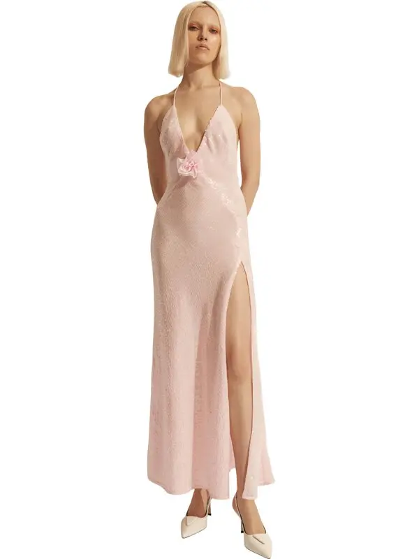 Bardot Aradia Sequin Halter Dress - Light Pink