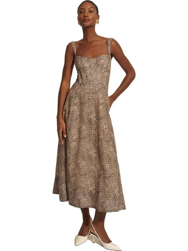 Bardot Lilah Corset Midi Dress - B Leopard