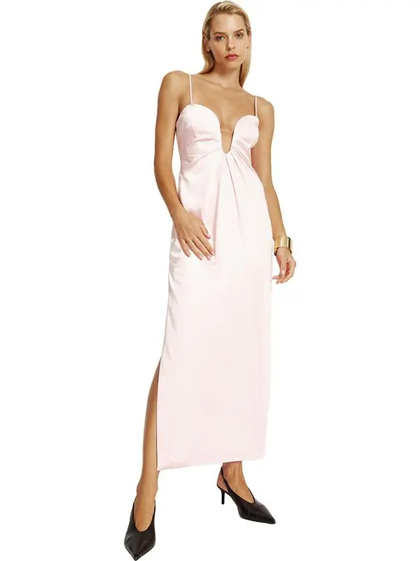 Bardot Clea Satin Maxi Dress - Petal Pink