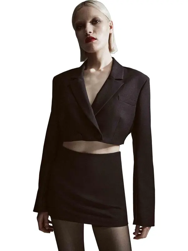Bardot Aver Cropped Double-breasted Blazer - Black