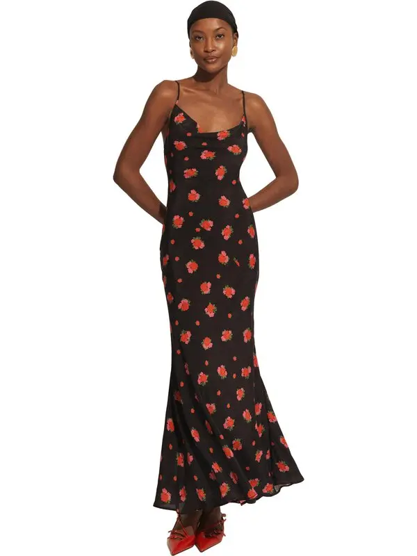 Bardot Monroe Printed Cowl Neck Maxi Dress - Black Fl