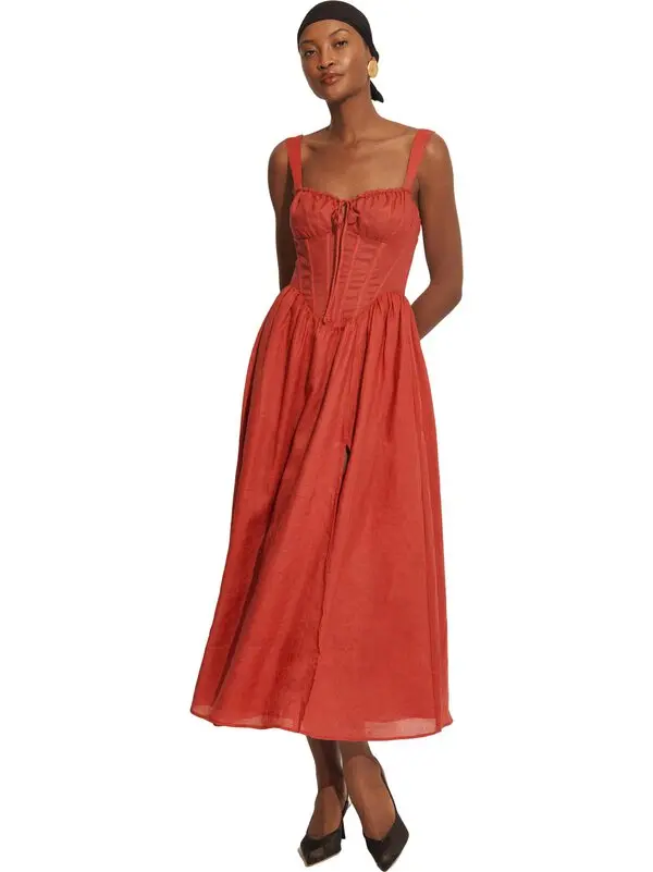 Bardot Esra Midi Dress - Fire Red