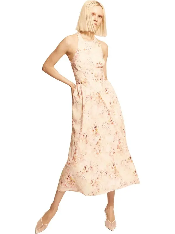 Bardot Kylen Floral Print Halter Neck Midi Dress - Pink Flora