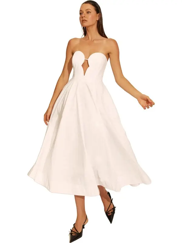 Bardot Opal Volume Poplin Midi Dress - Orchid Wht