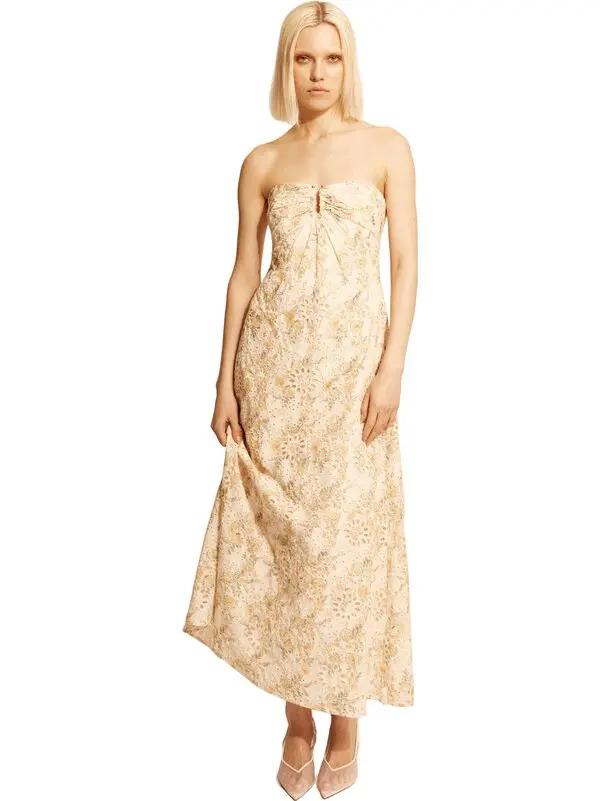 Bardot Lora Broderie Maxi Dress - Yellow Flr