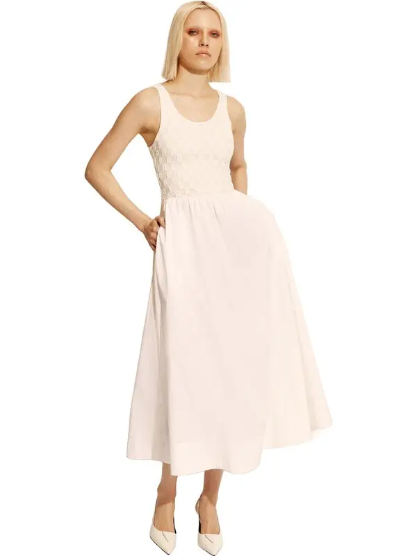 Bardot Bryony Lace Poplin Midi Dress - Orchid Wht