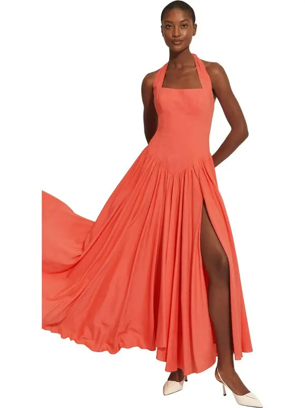 Bardot Marabella Halter Maxi Dress - Melon