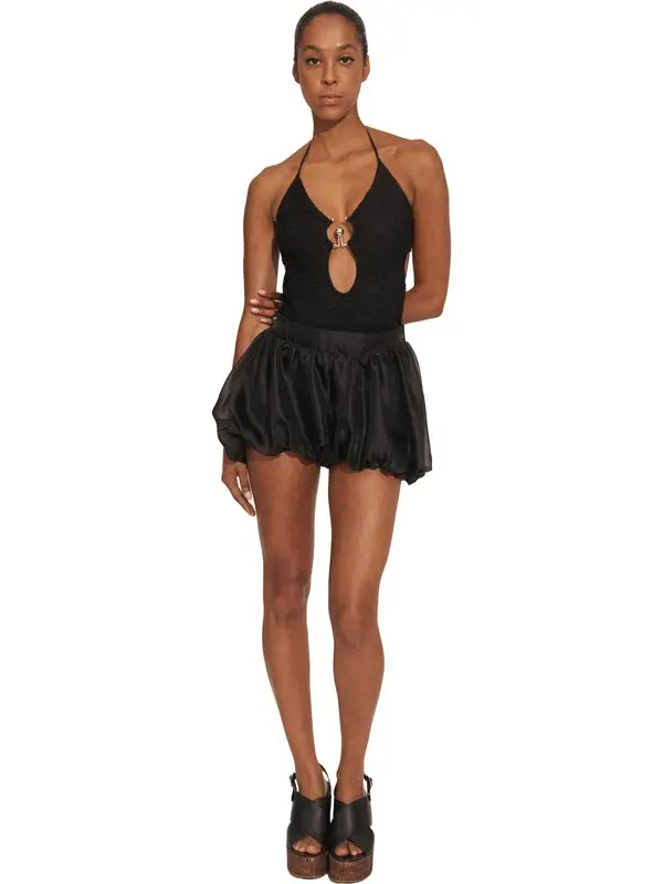 Bardot Rosala Halter Lace Bodysuit With O-ring Detail - Black