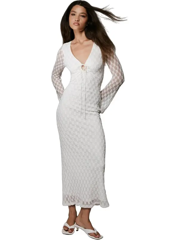 Bardot Talika Floral Mesh Maxi Dress - Orchid Wht