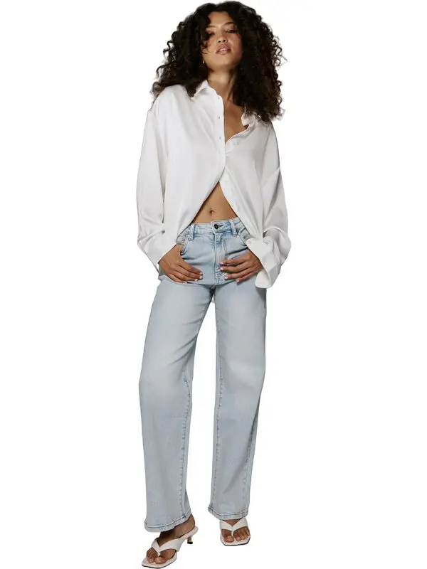Bardot Luana Oversized Satin Shirt - Orchid Wht