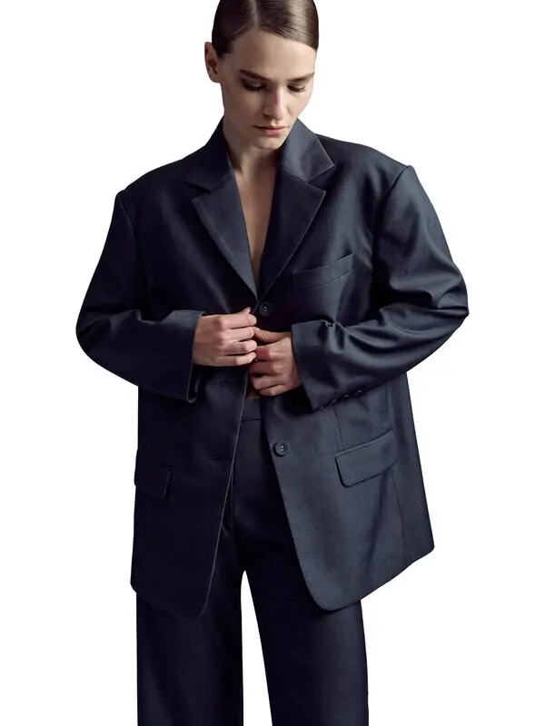 Bardot Akia Oversized Blazer - Dark Charc