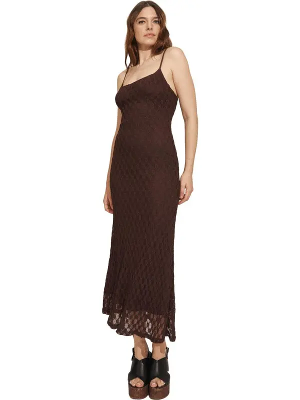 Bardot Adoni Mesh Midi Dress - Dark Choco