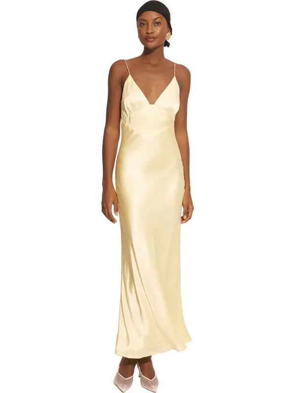 Bardot Capri Diamante Slip Dress - Canary Ylw