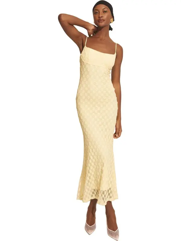 Bardot Adoni Mesh Midi Dress - Canary Ylw