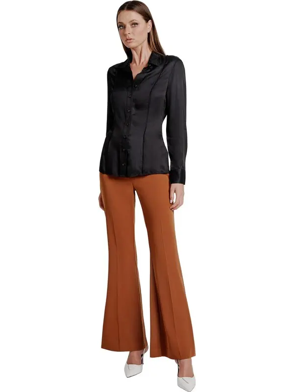Bardot Fitted Satin Shirt - Black