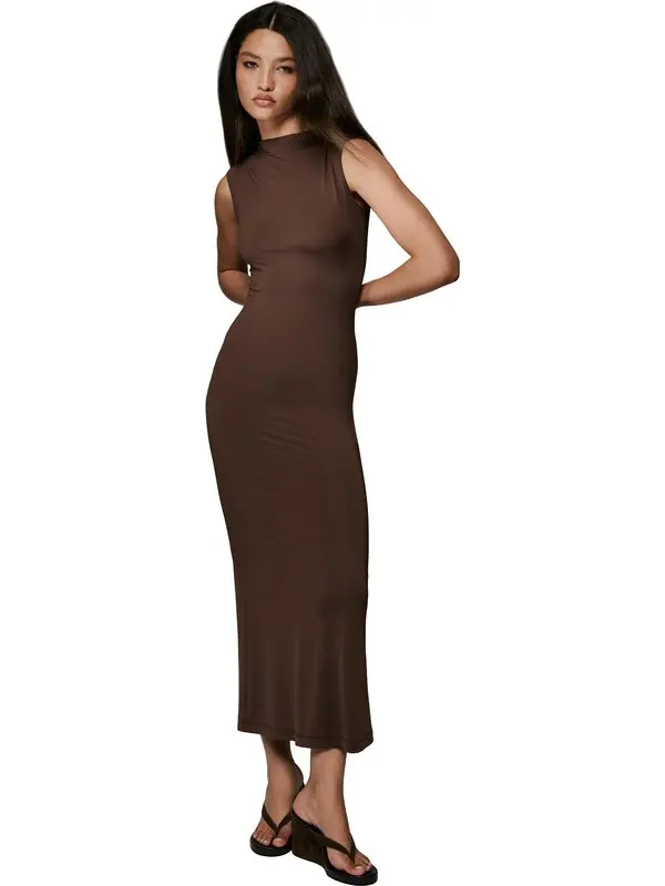 Bardot Veneda High Neck Maxi Dress - Chocolate