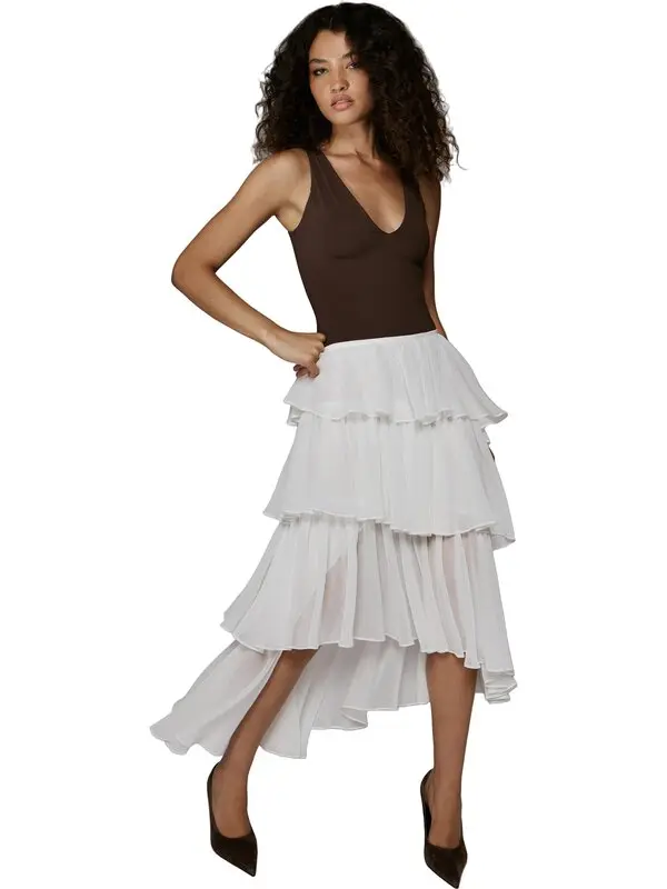 Bardot Adelene Frill Midi Skirt - Ivory