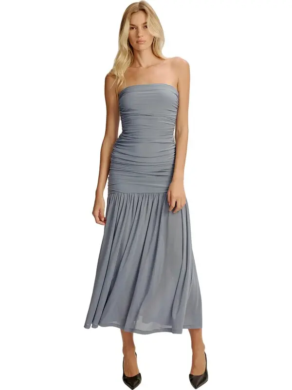 Bardot Solana Mesh Maxi Dress - Dusty Blue