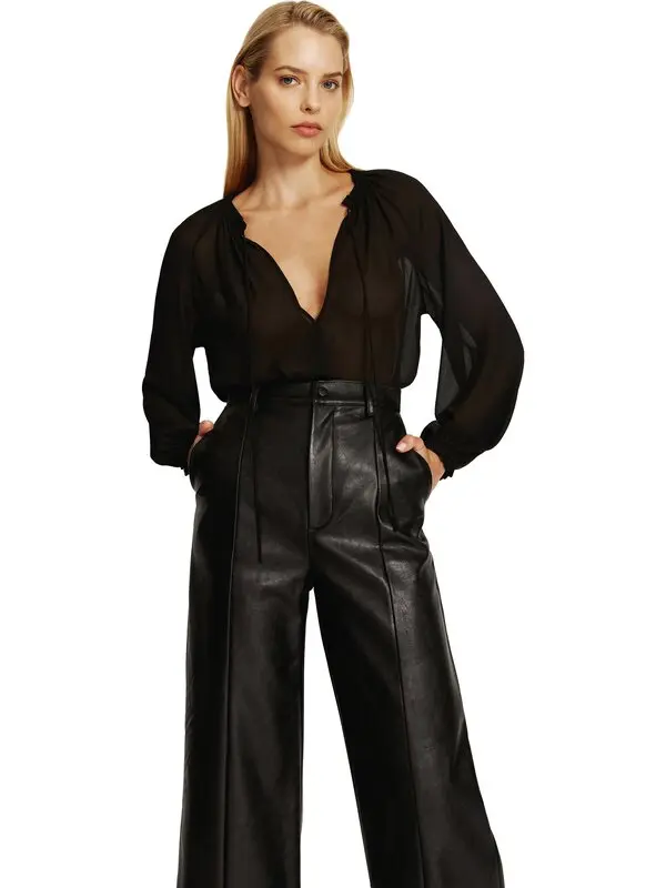 Bardot Landen Relaxed Sheer Georgette Blouse - Black