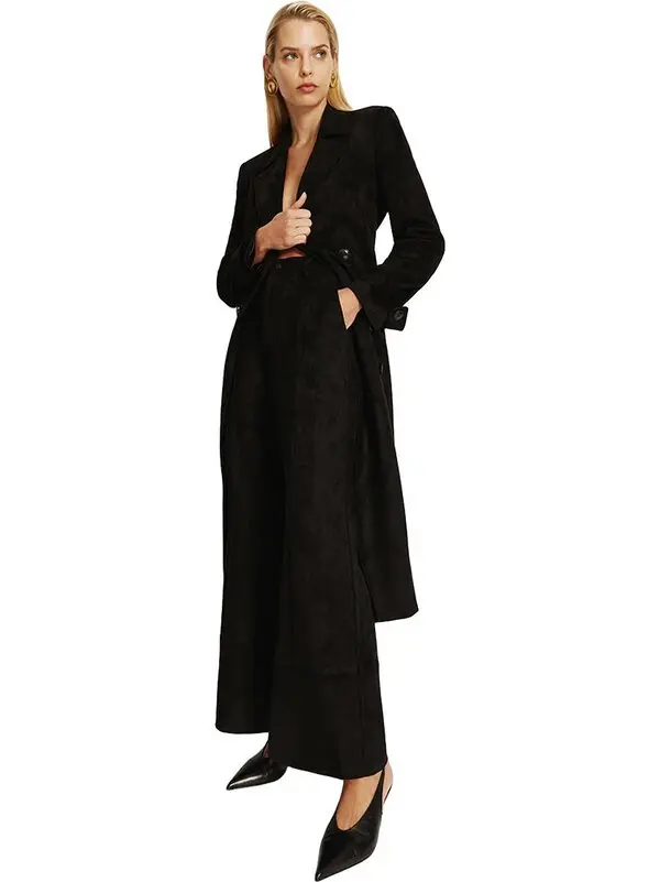 Bardot Marlowe Vegan Suede Wide Leg Trousers - Black