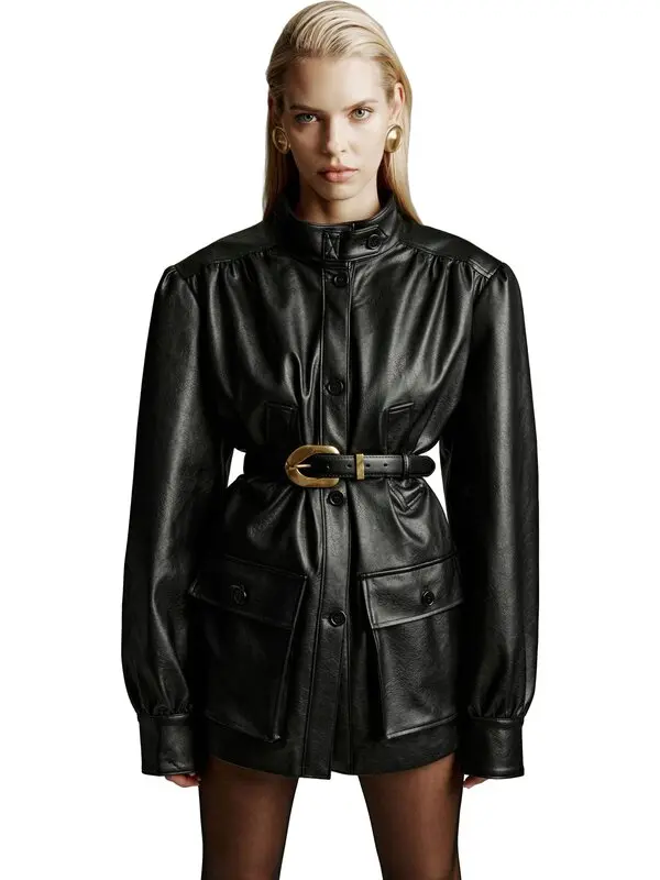Bardot Clements Vegan Leather Jacket - Black
