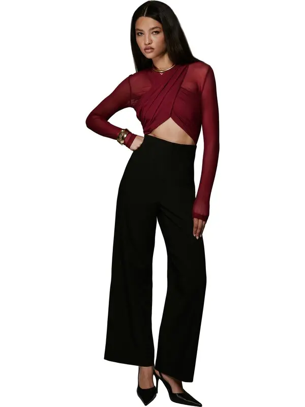 Bardot Aliyah Wrap Bodysuit - Burgundy