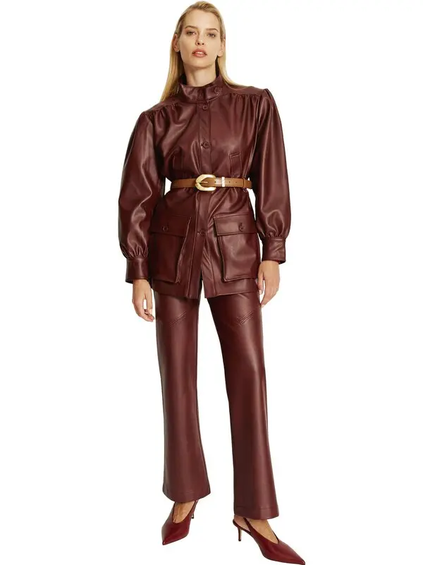 Bardot Clements Vegan Leather Jacket - Burgundy