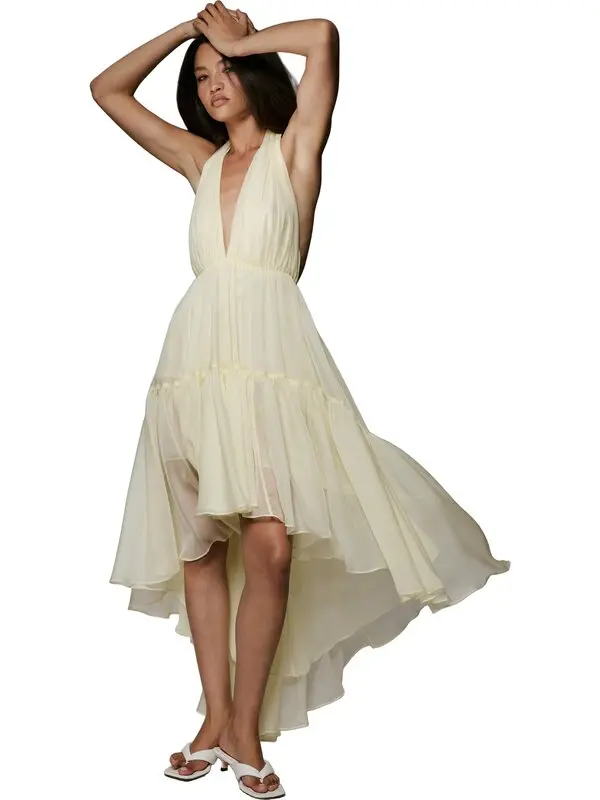 Bardot Leona High Low Ruffle Dress - Canary Ylw