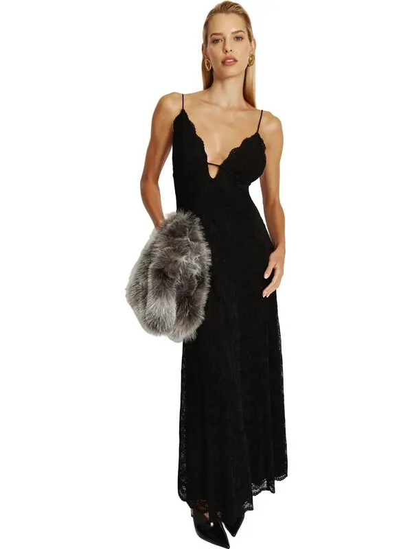 Bardot Sabrine Lace Maxi Dress - Acid Black