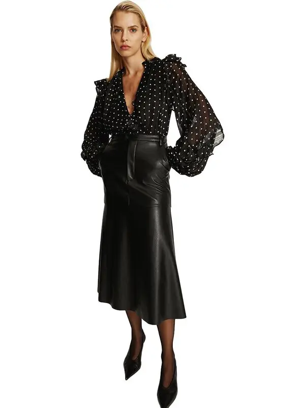 Bardot Kindra Vegan Leather A-line Skirt - Black