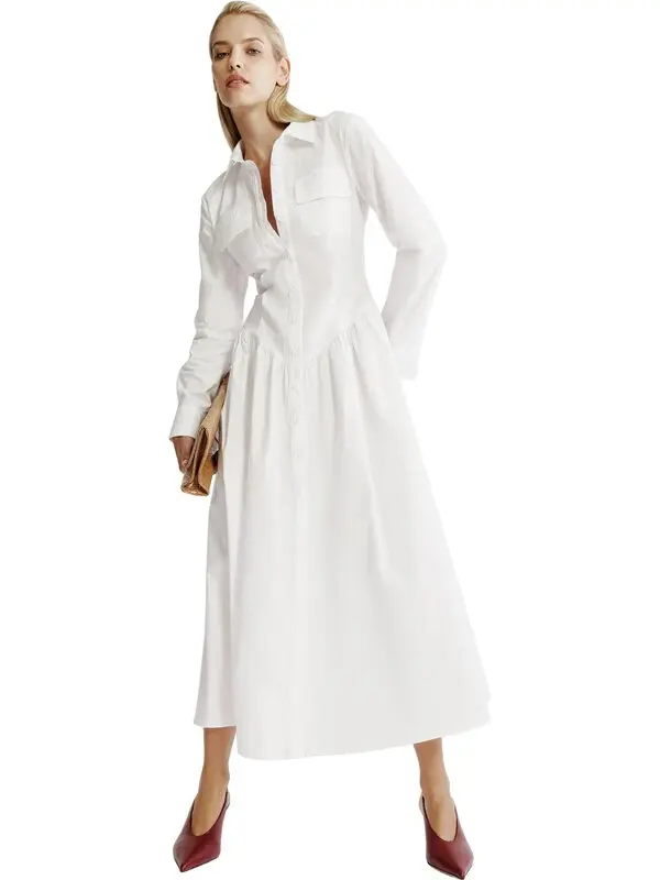 Bardot Agatha Fitted Maxi Shirt Dress - Orchid Wht