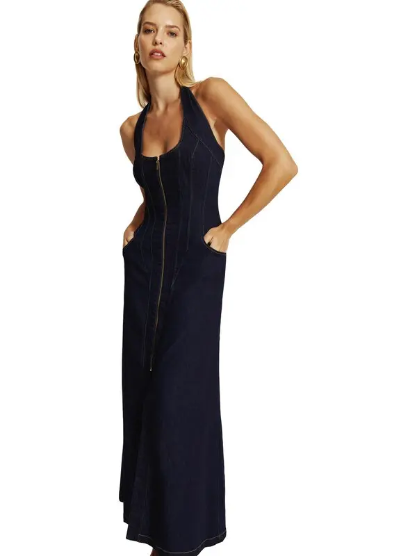 Bardot Martel Denim Midi Dress - Dark