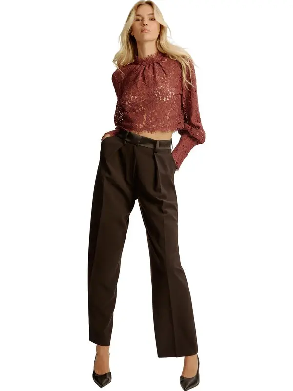 Bardot Fia Satin High Rise Straight Leg Pant - Black