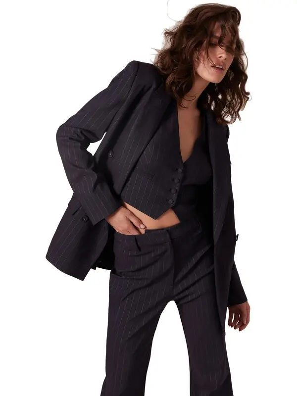 Bardot Sloane Pin Stripe Blazer - Navy Pinst