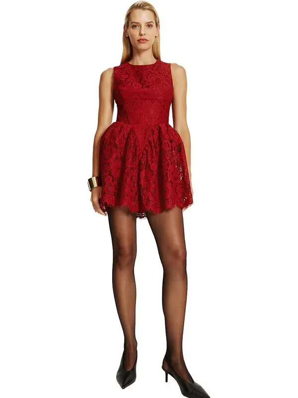 Bardot Luisa Lace Mini Dress - Burgundy