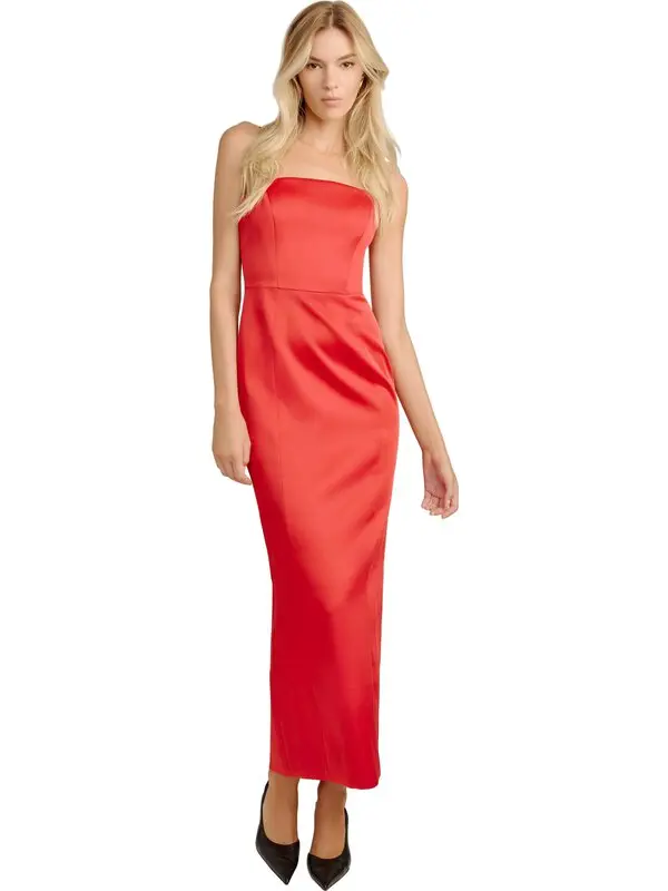 Bardot Lucille Satin Maxi Dress - Deep Red