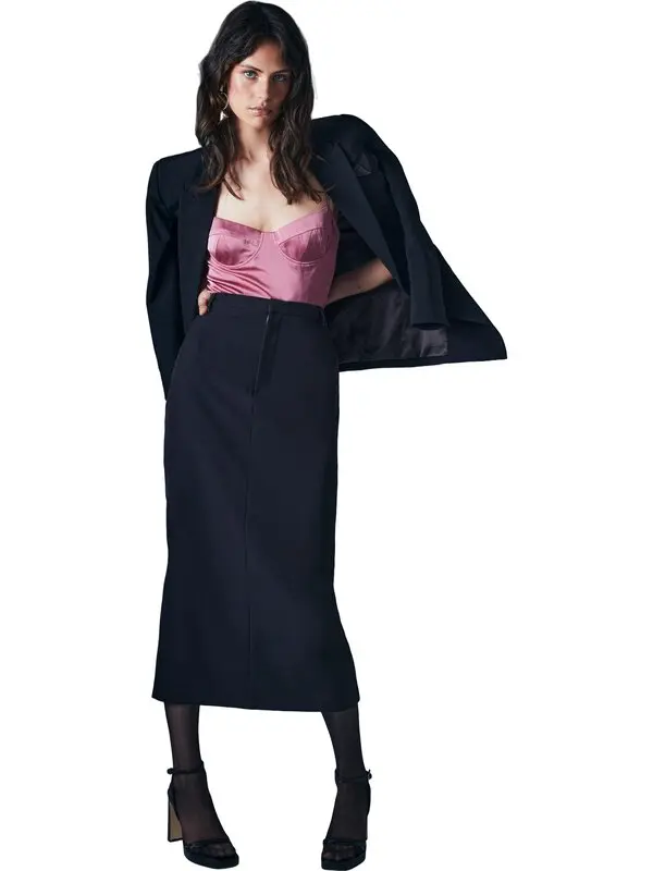 Bardot Tailored Midi Skirt - Black
