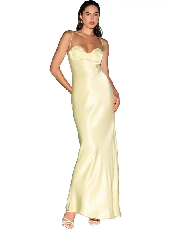 Bardot Devin Satin Maxi Dress - Lemn Yelw