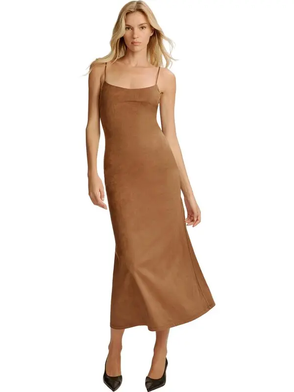 Bardot Nadira Vegan Suede Midi Dress - Chocolate