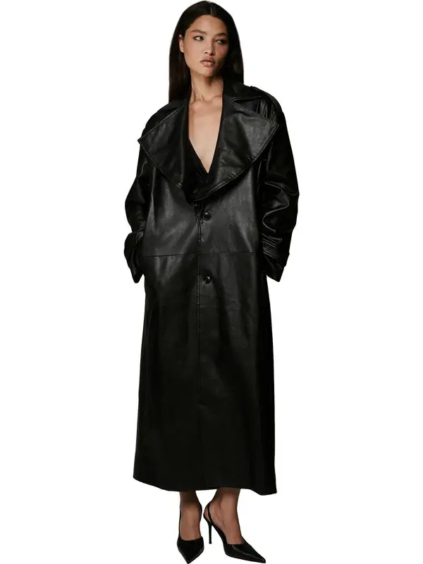 Bardot Reilia Vegan Leather Coat - Black
