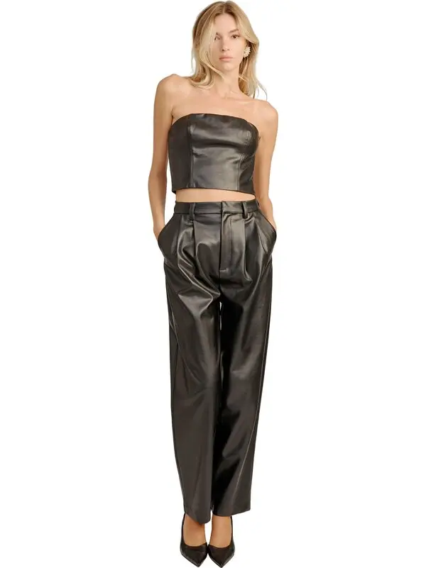 Bardot Kelsa Vegan Leather Strapless Top - Black
