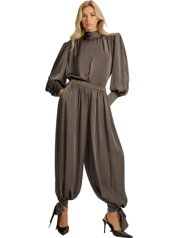 Bardot Alira Satin Balloon Pant - Charcoal