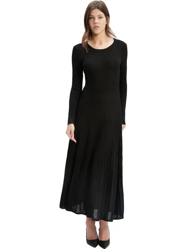 Bardot Rina Pleated Knit Dress - Black