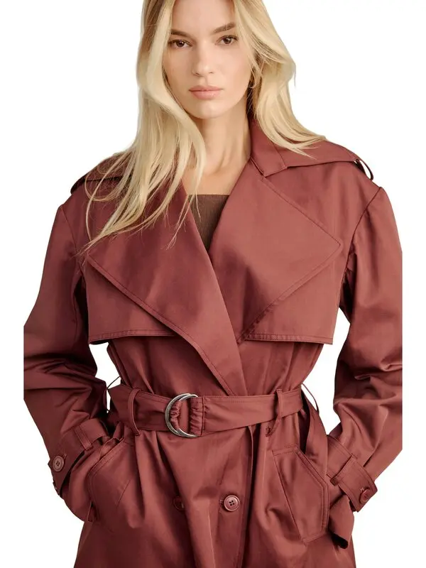 Bardot Aster Short Trench Coat - Deep Plum