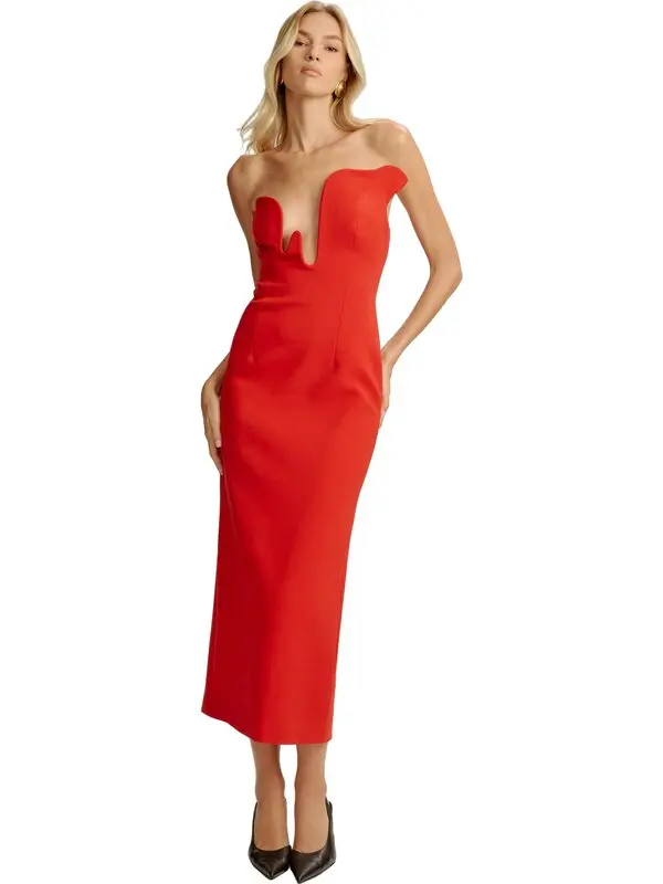 Bardot Rosalyn Midi Dress - Fire Red