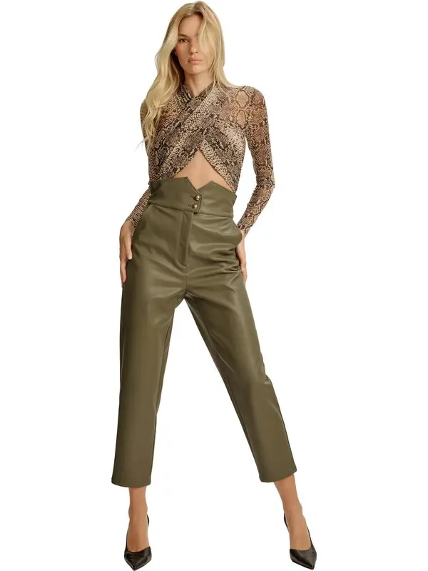 Bardot Aliyah Printed Wrap Bodysuit - Snake Skin