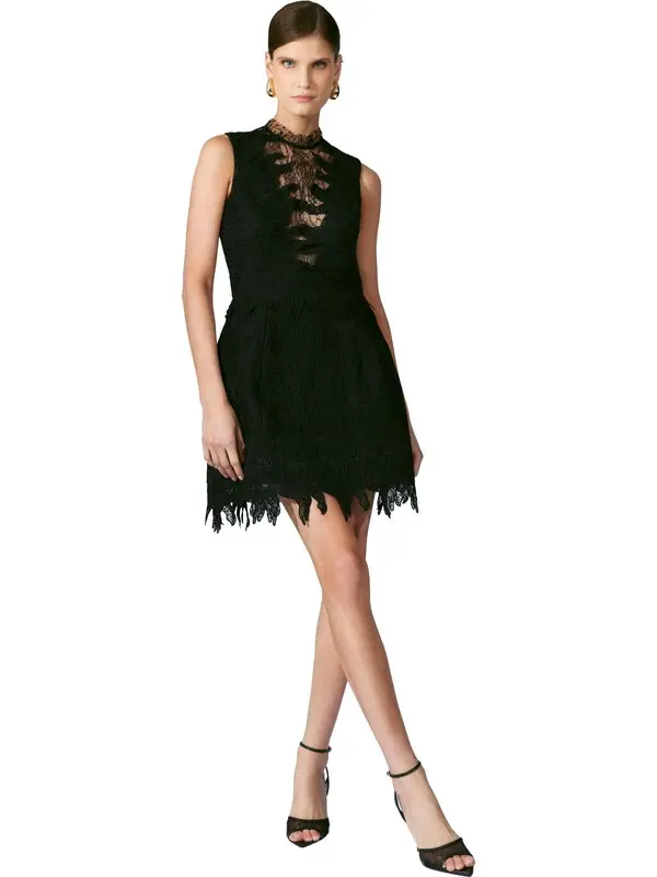 Bardot Silas Hourglass Mini Dress With Lace Detailing - Black