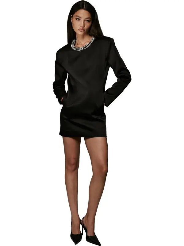 Bardot Adara Diamante Trim Mini Dress - Black